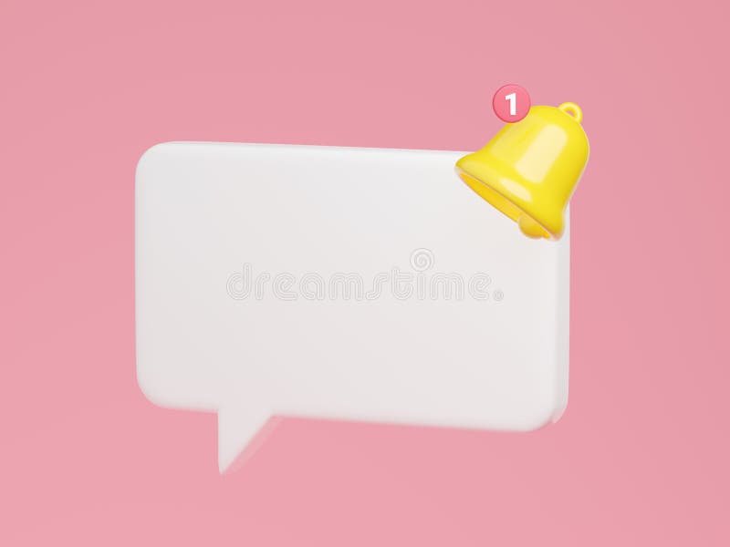 Notification Bell on Speech Bubble with Empty Space for Text 3d Render ... Notification Bell on Speech Bubble with Empty Space for Text 3d Render ...