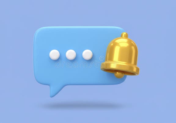 Notification Bell with Speech Bubble Graphic on Blue Background Stock Illustration ...