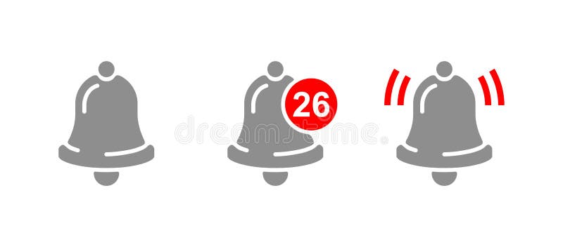 Notification Bell in Three Variations Stock Vector - Illustration of ...