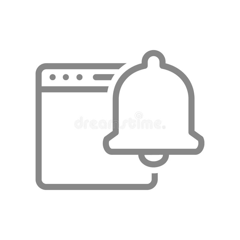 Notification Bell with Magnifying Glass Line Icon. Message Bell, Inbox ...
