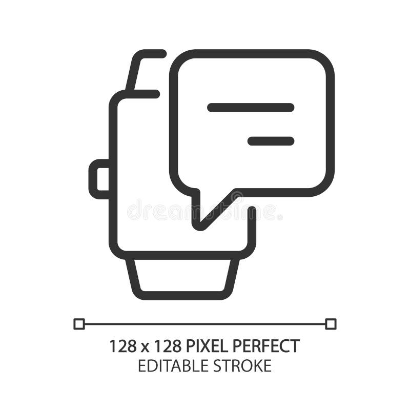 Notification from Digital Watch Pixel Perfect Linear Icon Stock Vector ...