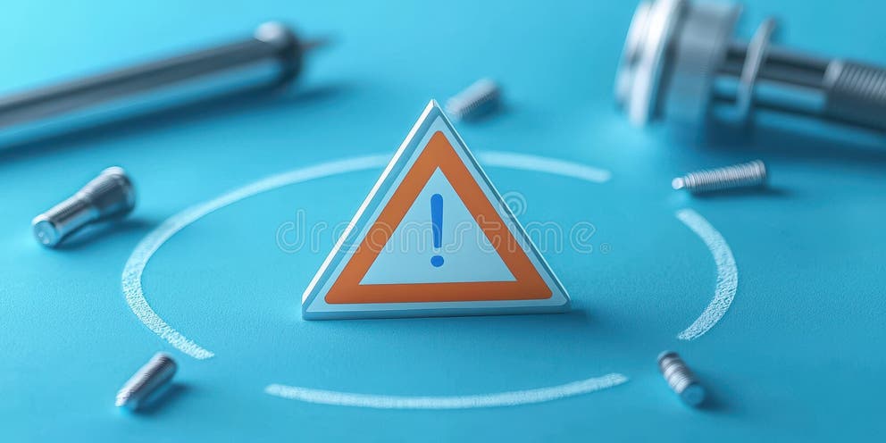 Notification Error and Risk Concept, Warning Triangle with Screws and ...