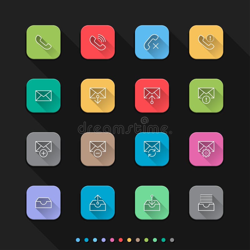 Notification Flat Style Icons Set - Vector Illustration for Web ...