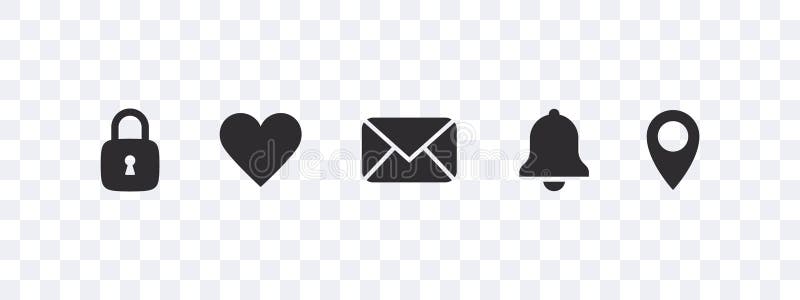 Notification and Geolocation Icons. Functional Web Icons Stock Vector ...