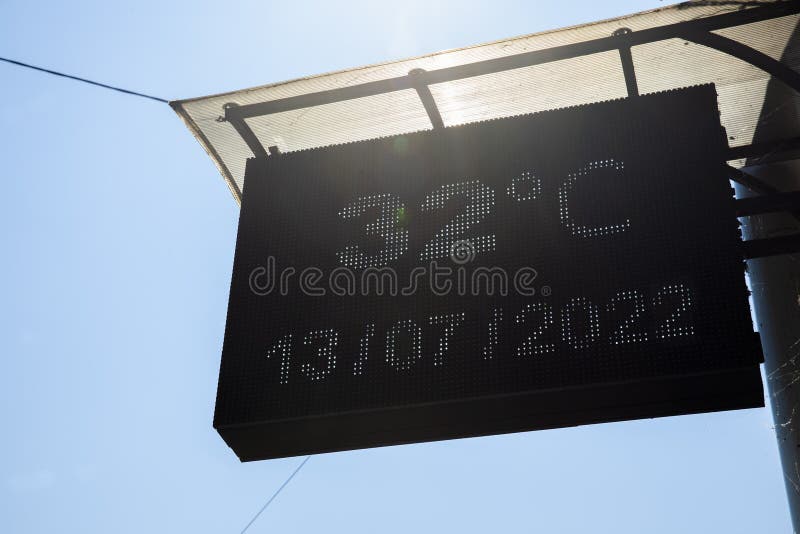 Notification of High Temperature in Celsius in Summer Stock Photo ...