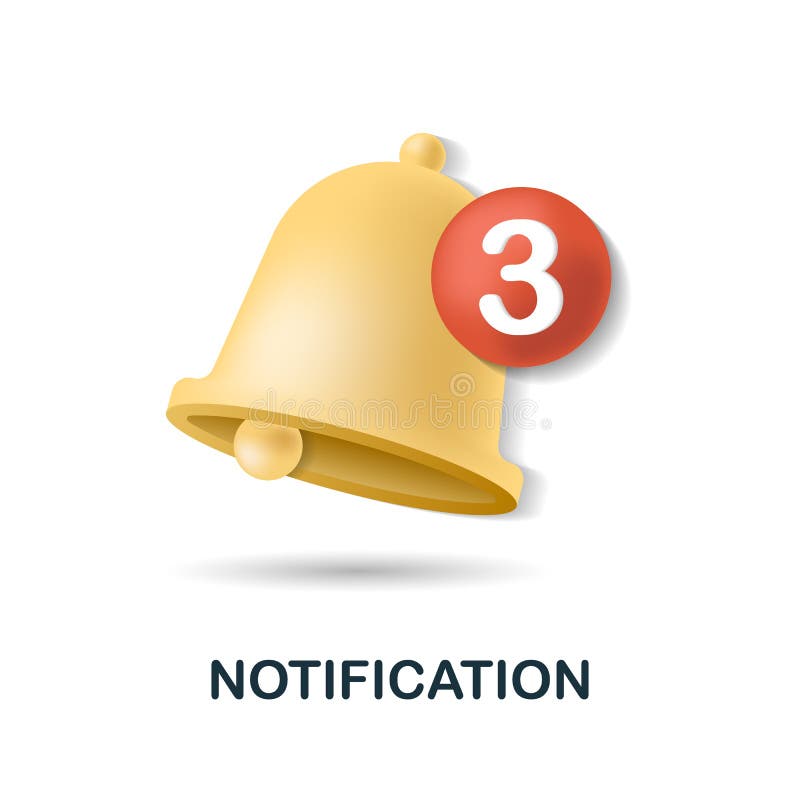 Notification Icon. 3d Illustration from Blogger Collection Stock Vector ...