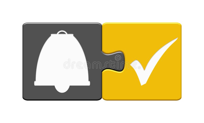 Notification Icon on Green Grey Puzzle Button Stock Illustration ...