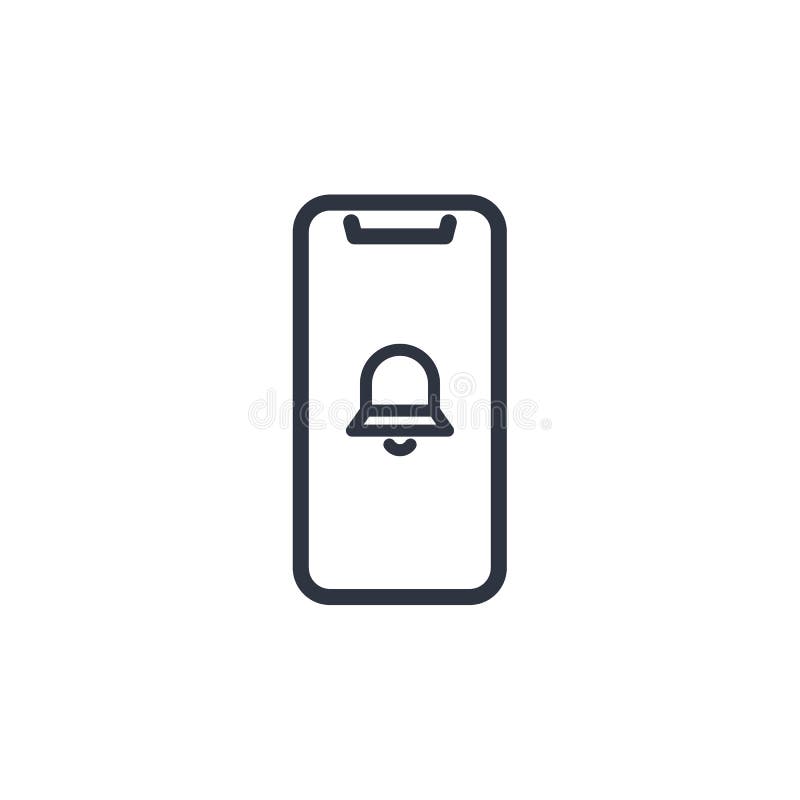 Notification Icon on Screen Phone. Vector Flat Outline Symbol Stock ...