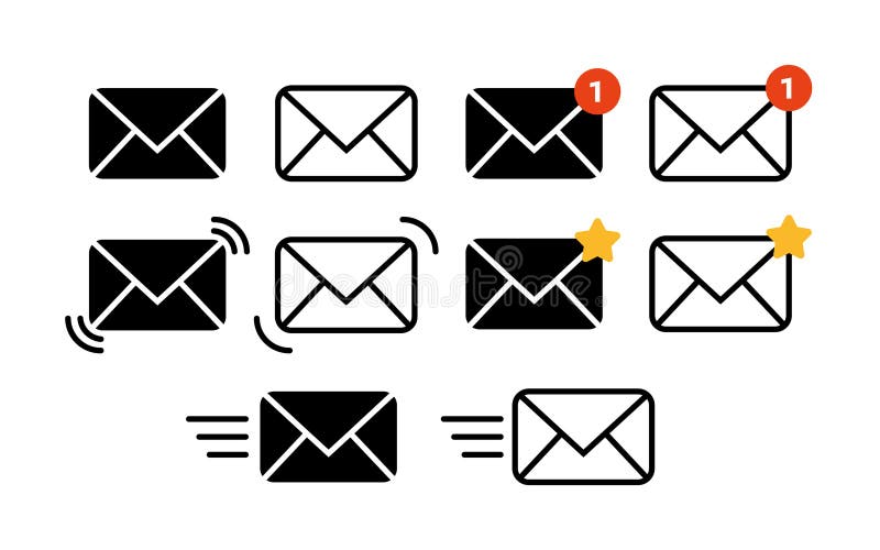 Notification Icons. Message Signs Set Stock Vector - Illustration of ...