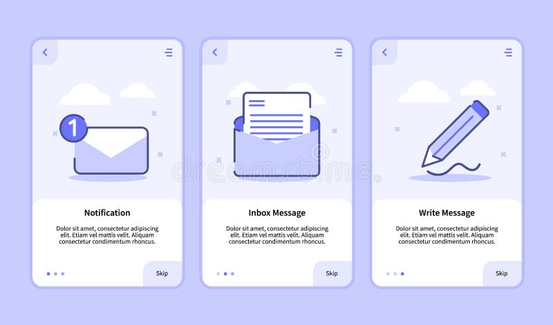 Notification Inbox Message Write Message Onboarding Screen for Mobile ...