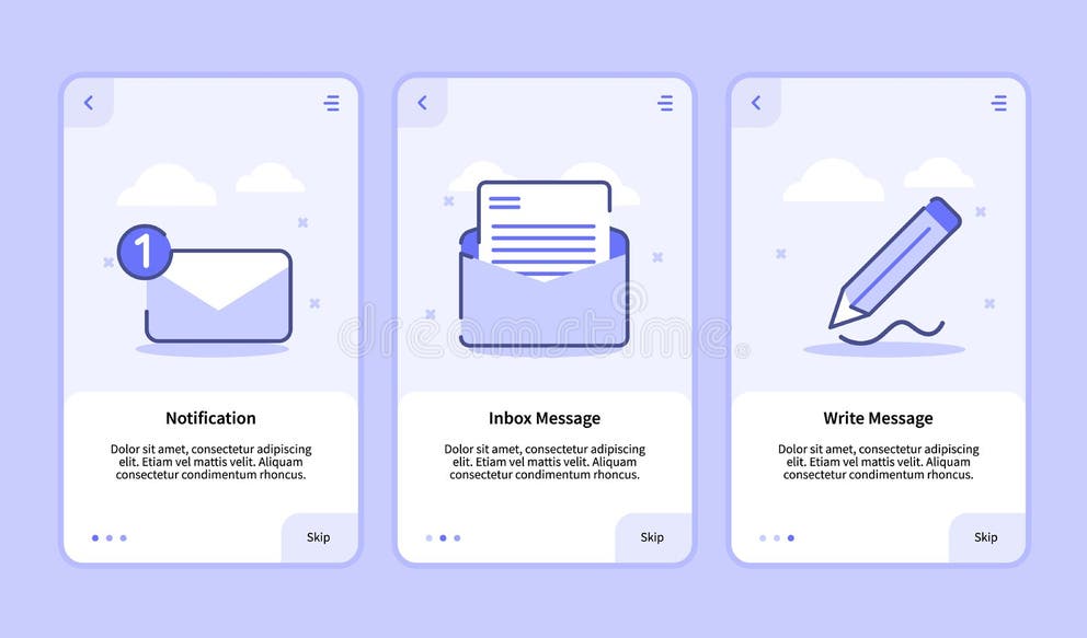 Notification Inbox Message Write Message Onboarding Screen for Mobile ...