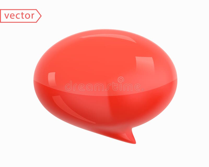 Notification Message Dialog. Red Glossy Plastic or Rubber Speech Bubble ...