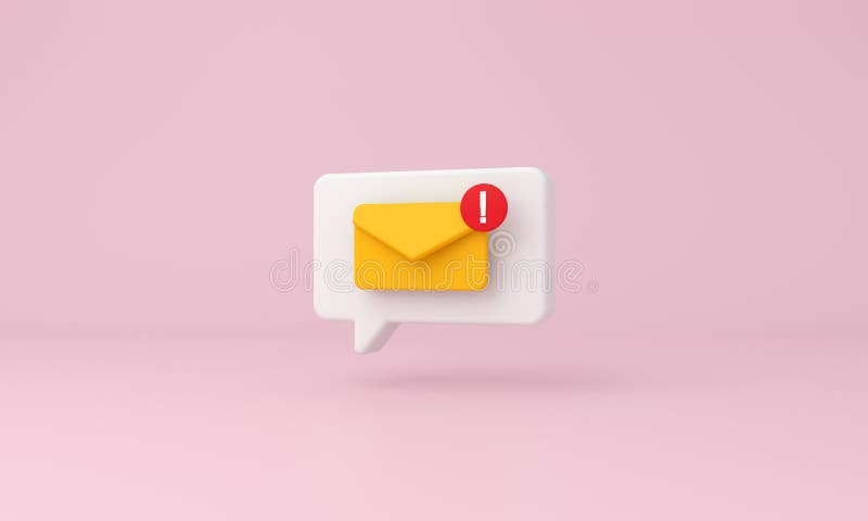 Notification Message Mail Icon, on Pink Background. Stock Illustration ...