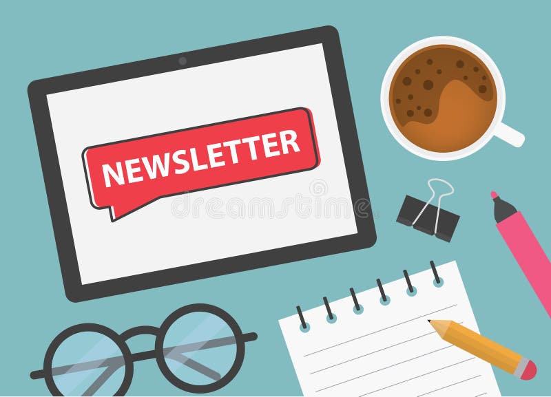Notification with Newsletter Written on Tablet Screen Stock Vector ...
