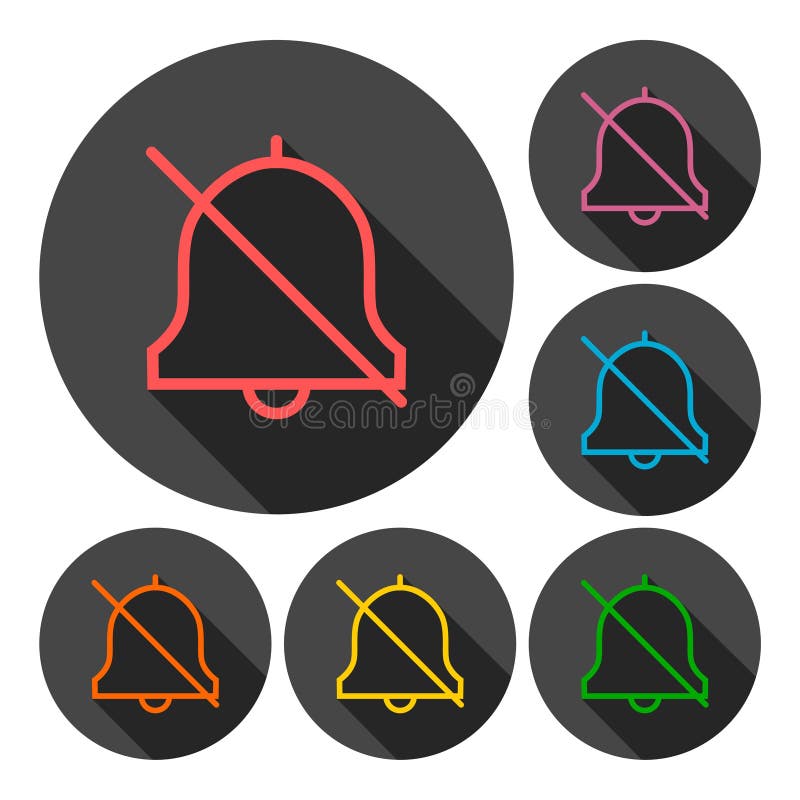 Notification Off Icons Set with Long Shadow Stock Vector - Illustration ...