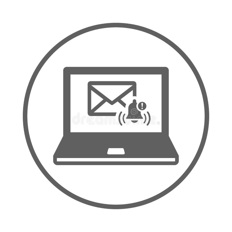 Notification, Online, Message, Alert, Computer Icon. Gray Vector Sketch ...