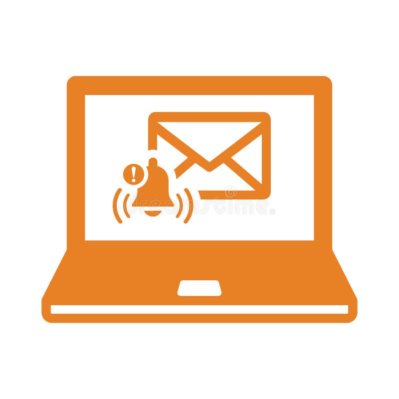 Notification, Online, Message, Alert, Computer Icon. Orange Vector ...
