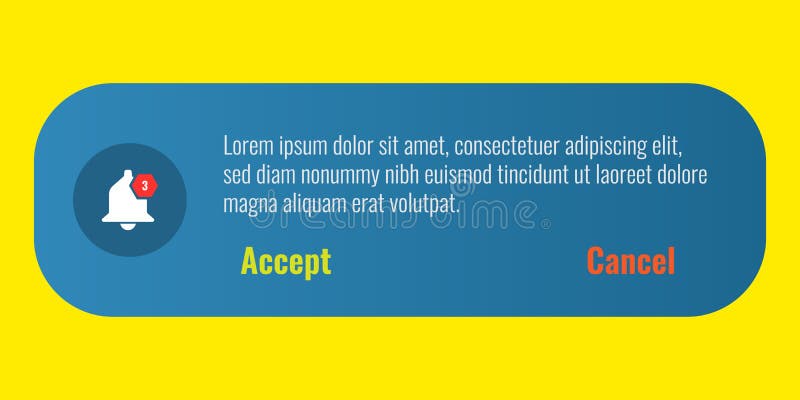 Notification Panel or Bar with Bell Icon and Text Message Board. Vector ...