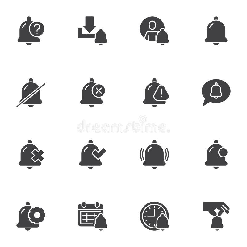 Notification Reminder Vector Icons Set Stock Vector - Illustration of ...