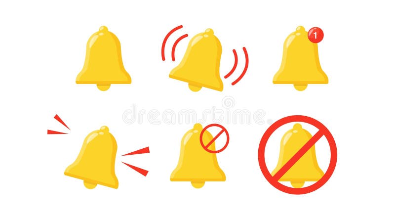 Notification Ring Icon. Set of Notification Bells Stock Vector ...