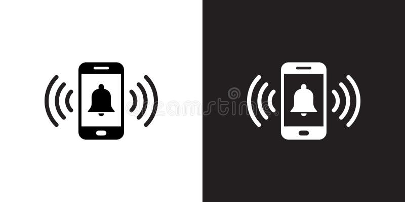 Notification, Ringing Bell Icon on Screen Smartphone. Vector ...
