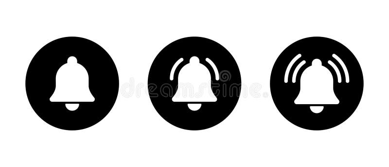 Notification Ringing Bell Icon Set on Black Circle Stock Vector ...
