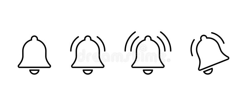 Notification Ringing Bell Icon Set in Line Style Stock Vector - Illustration of element ...