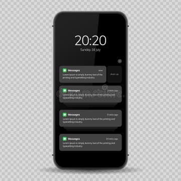 Notification Screen UI Design. Phone Notification Windows Template on a ...