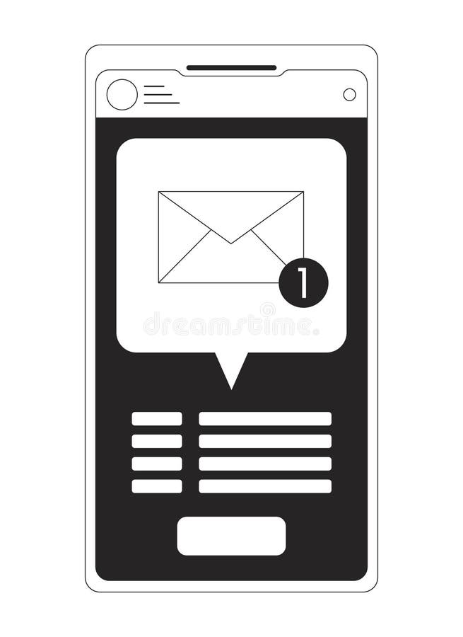 Notification on Smartphone Bw Concept Vector Spot Illustration Stock ...