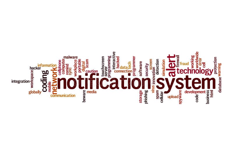 Notification System Word Cloud Concept Stock Photo - Image of caution ...