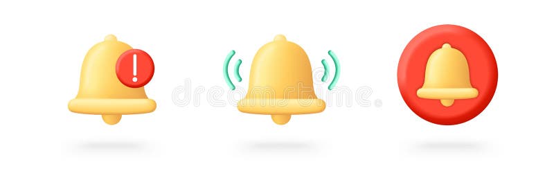 Notification Yellow Bell Icon. 3d Rendering Stock Vector - Illustration ...