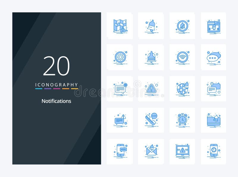 20 Notifications Blue Color Icon for Presentation Stock Vector ...