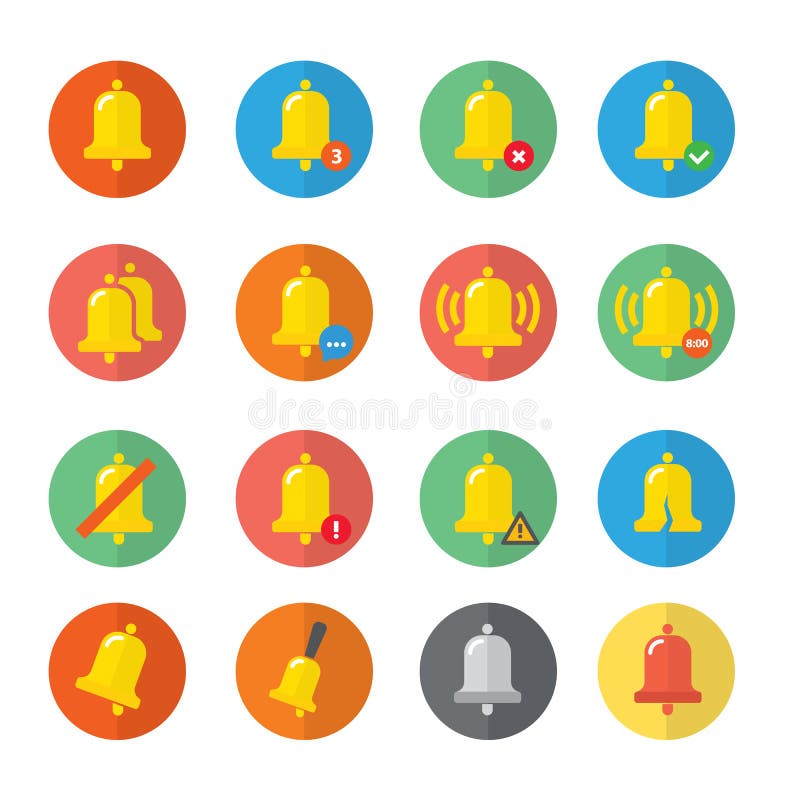 Notifications Call Icon Set. Bell Button, Sign, Badge in 3d Style ...