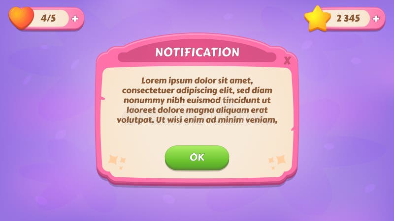Notifications Gui Kit Casual Assets For A Game Mobile A Set Of User Interface Elements And Pop