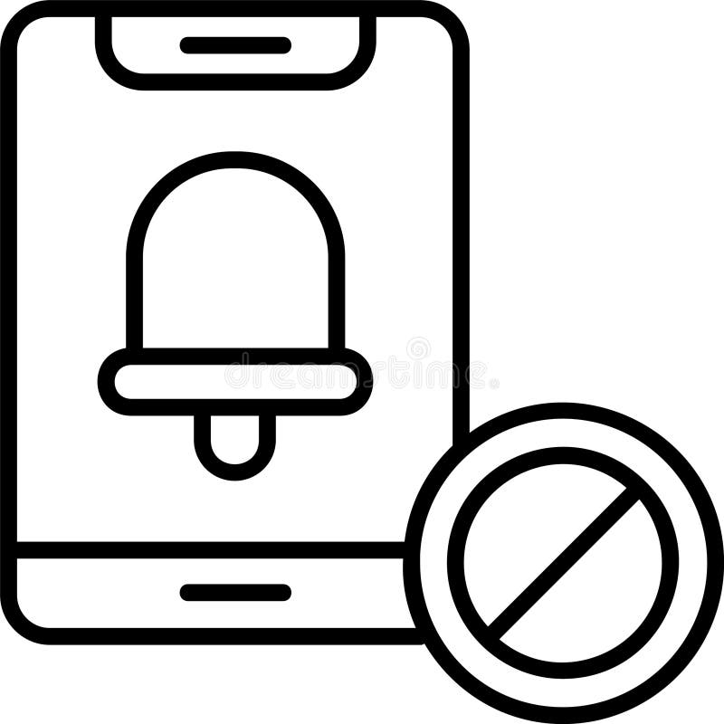 Notifications Off Outline Vector Icon Stock Vector - Illustration of ...