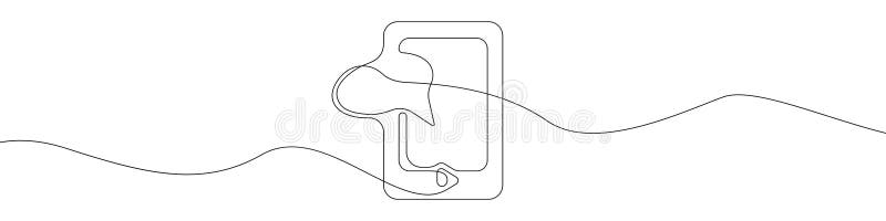 Notifications on the Phone Icon Line Continuous Drawing Vector. One ...