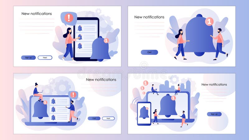 Notifications. Ring Bell As Reminder Pop Up. People Get Chat Messages ...