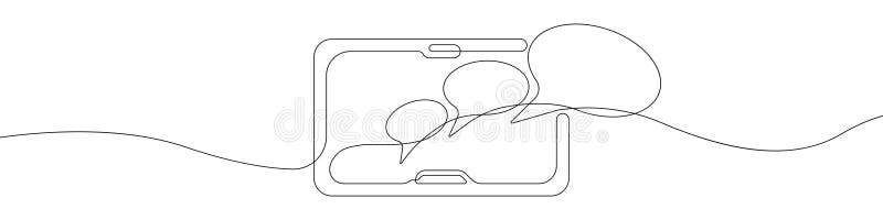 Notifications in the Tablet Icon Line Continuous Drawing Vector. One ...