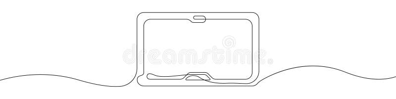 Notifications in the Tablet Icon Line Continuous Drawing Vector. One ...