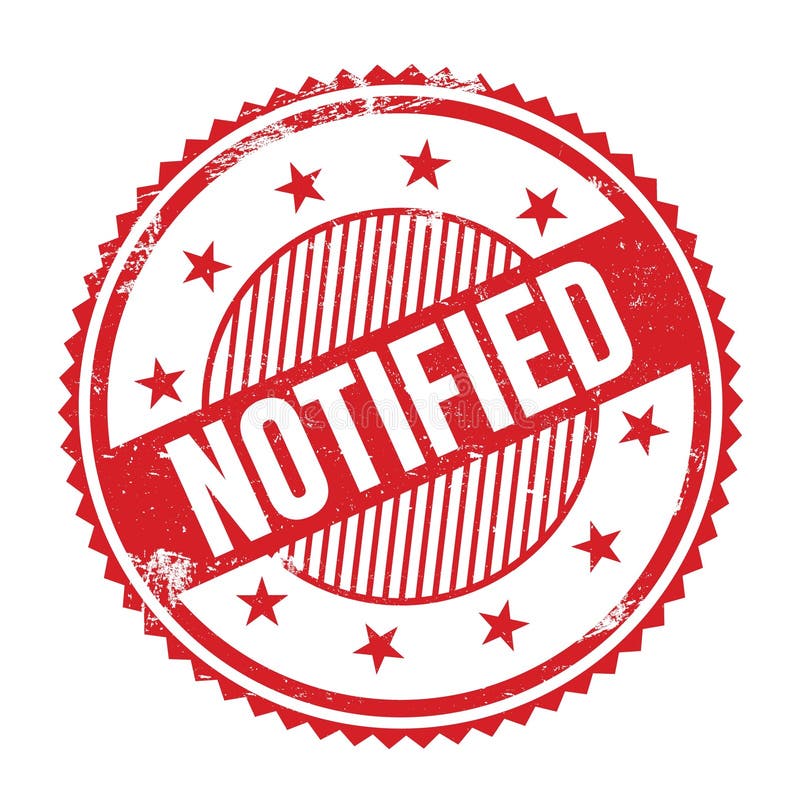 NOTIFIED Text Written on Red Grungy Round Stamp Stock Illustration ...