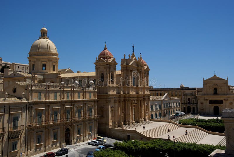 Noto Baroque Town, Sicily, Italy Stock Image - Image of cathedral ...