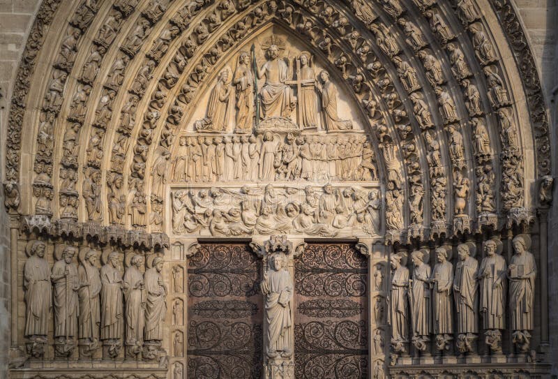 Notre-Dame De Paris, the Portal of the Judgement Stock Photo - Image of ...
