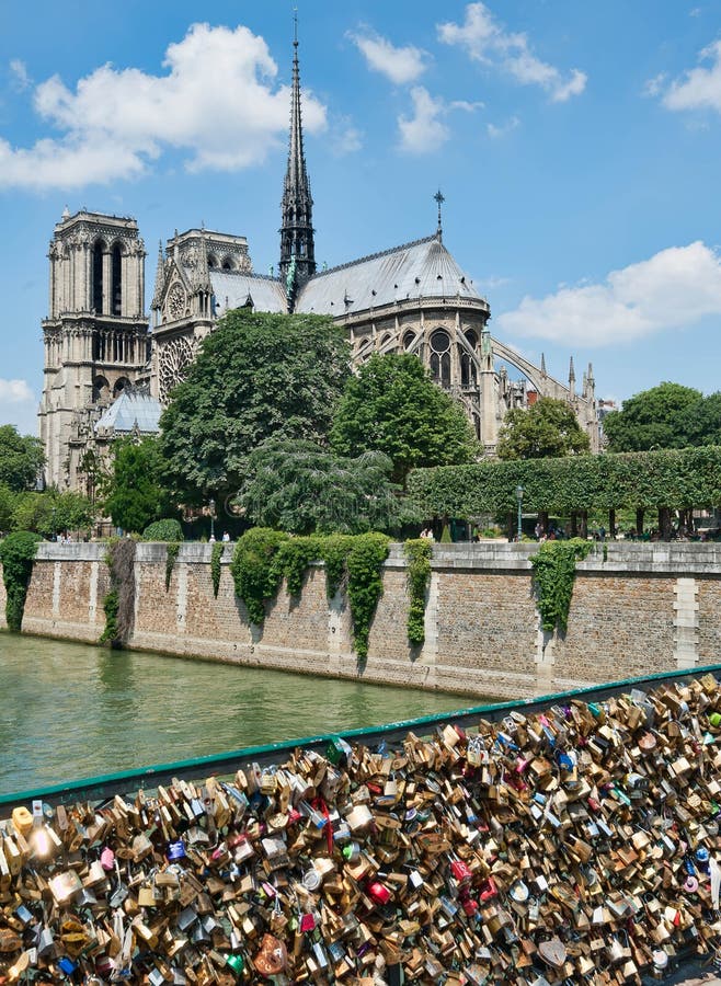 NOTRE DAME De Paris in Spring with Locks Stock Photo - Image of ...