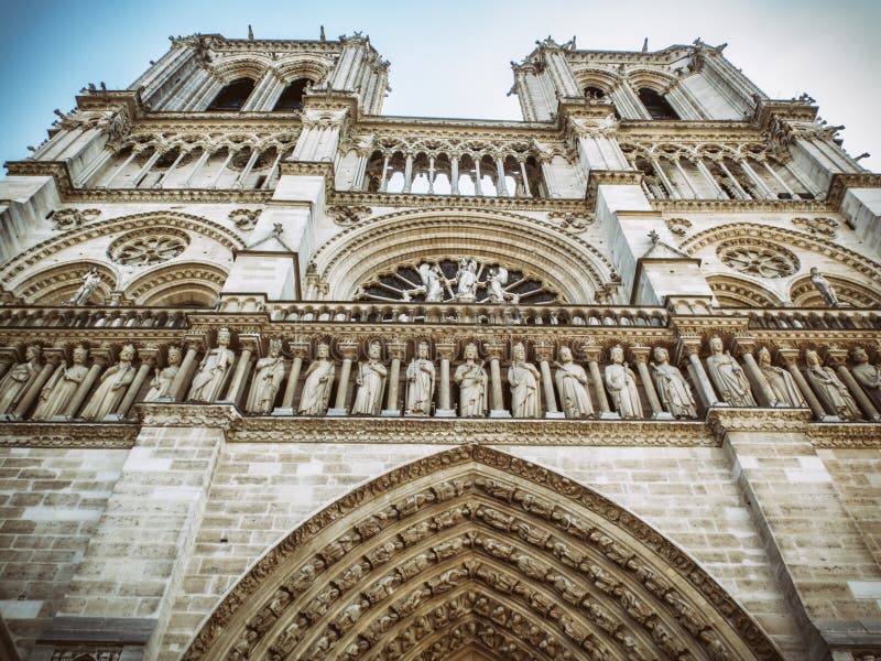 Notre Dame front - Paris stock photo. Image of medieval - 58742314