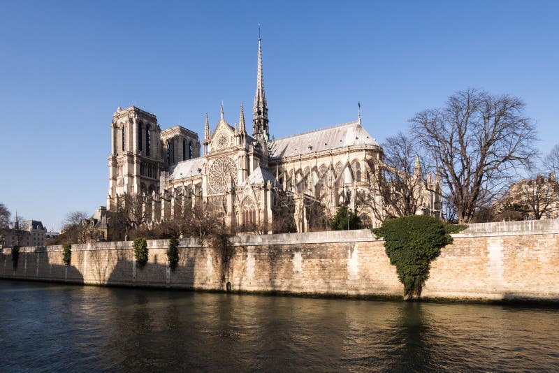 Notre Dame Gothic Cathedral in Paris Stock Photo - Image of french ...