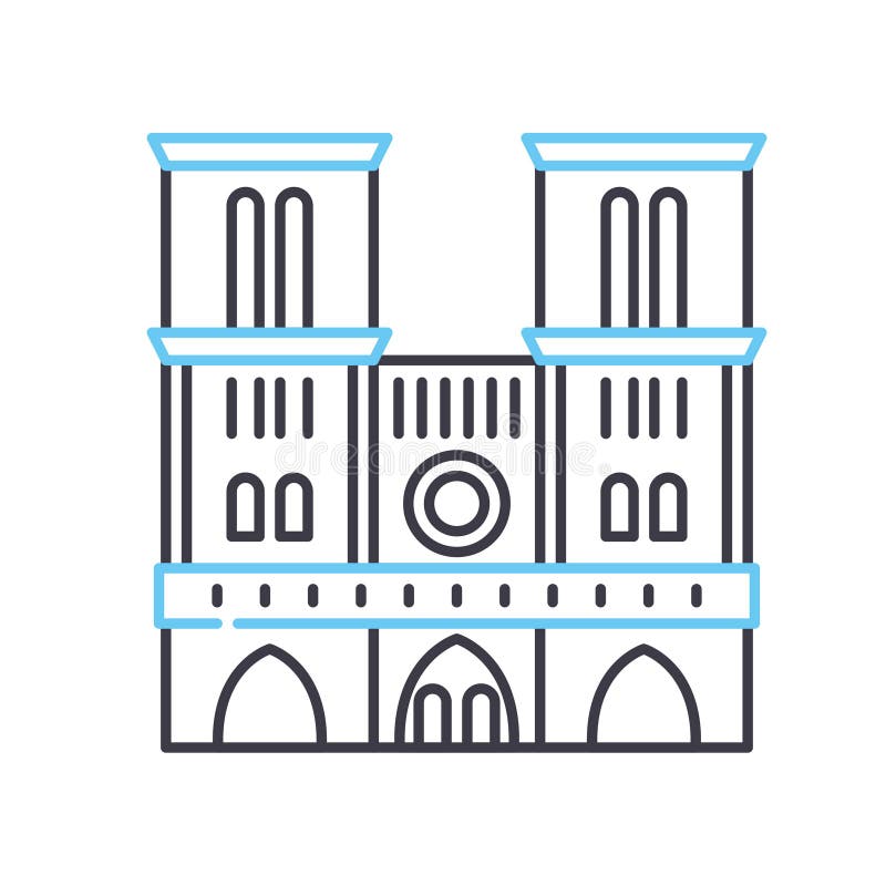 Notre Dame Line Icon, Outline Symbol, Vector Illustration, Concept Sign ... Notre Dame Line Icon, Outline Symbol, Vector Illustration, Concept Sign ...