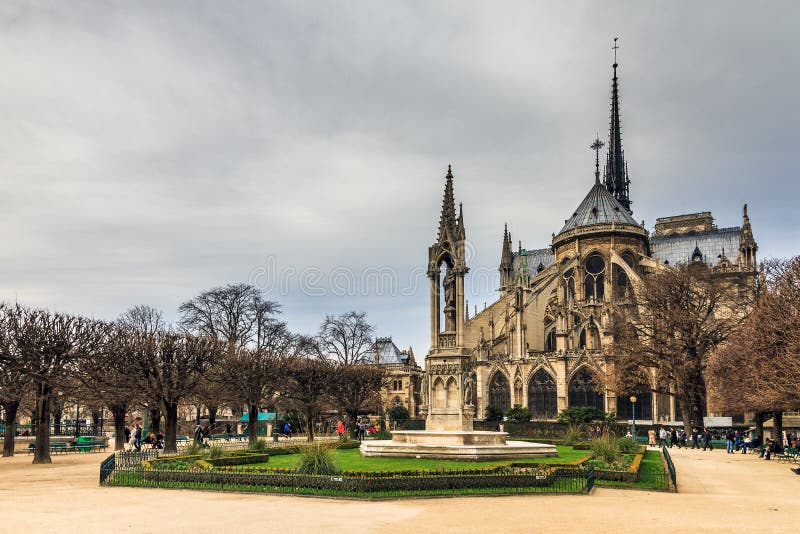 Notre-Dame rear view stock image. Image of destination - 62667759