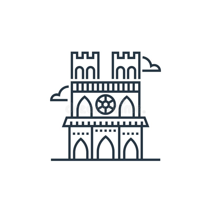 Notre Dame Vector Icon Isolated on White Background. Outline, Thin Line ... Notre Dame Vector Icon Isolated on White Background. Outline, Thin Line ...