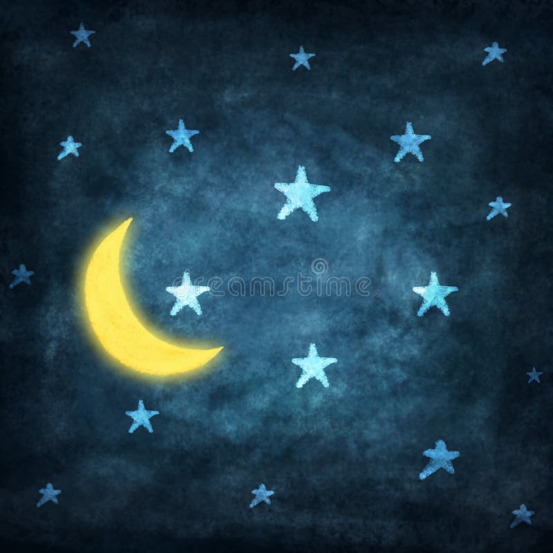 Notte con stelle e luna illustrazione di stock. Illustrazione di ...