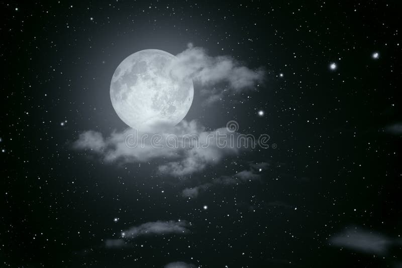 Notte Stellata Con La Luna E Le Stelle Immagine Stock - Immagine di ...